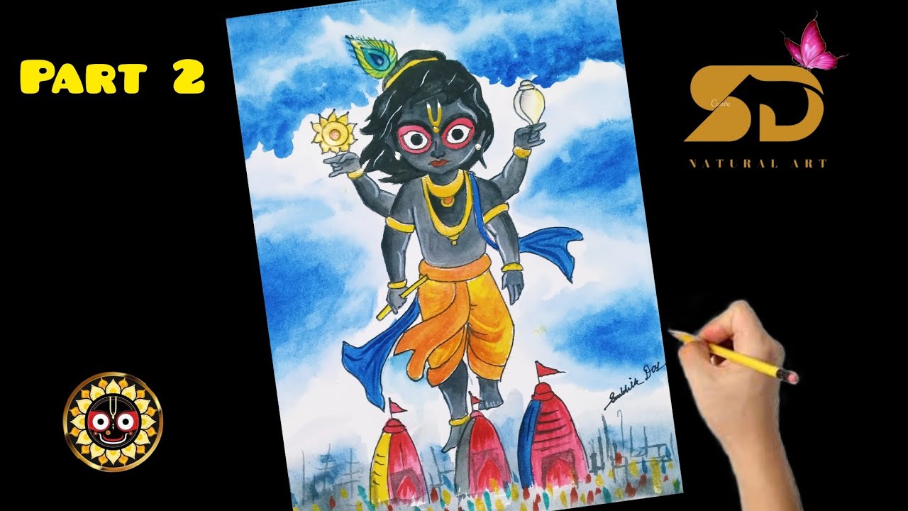 Lord Jagannath drawing easy || Rath yatra drawing || water colour ...