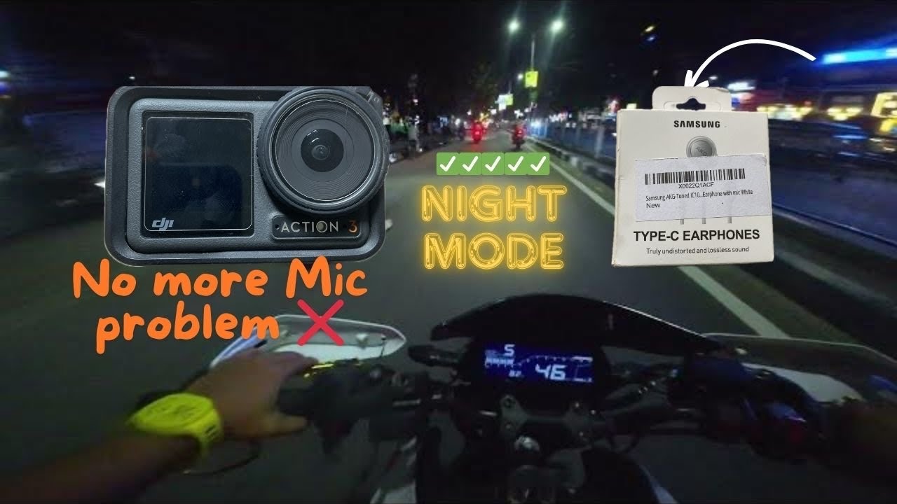 DJI ACTION 3 MIC for moto vlogger || No more problem || Night mode test ...