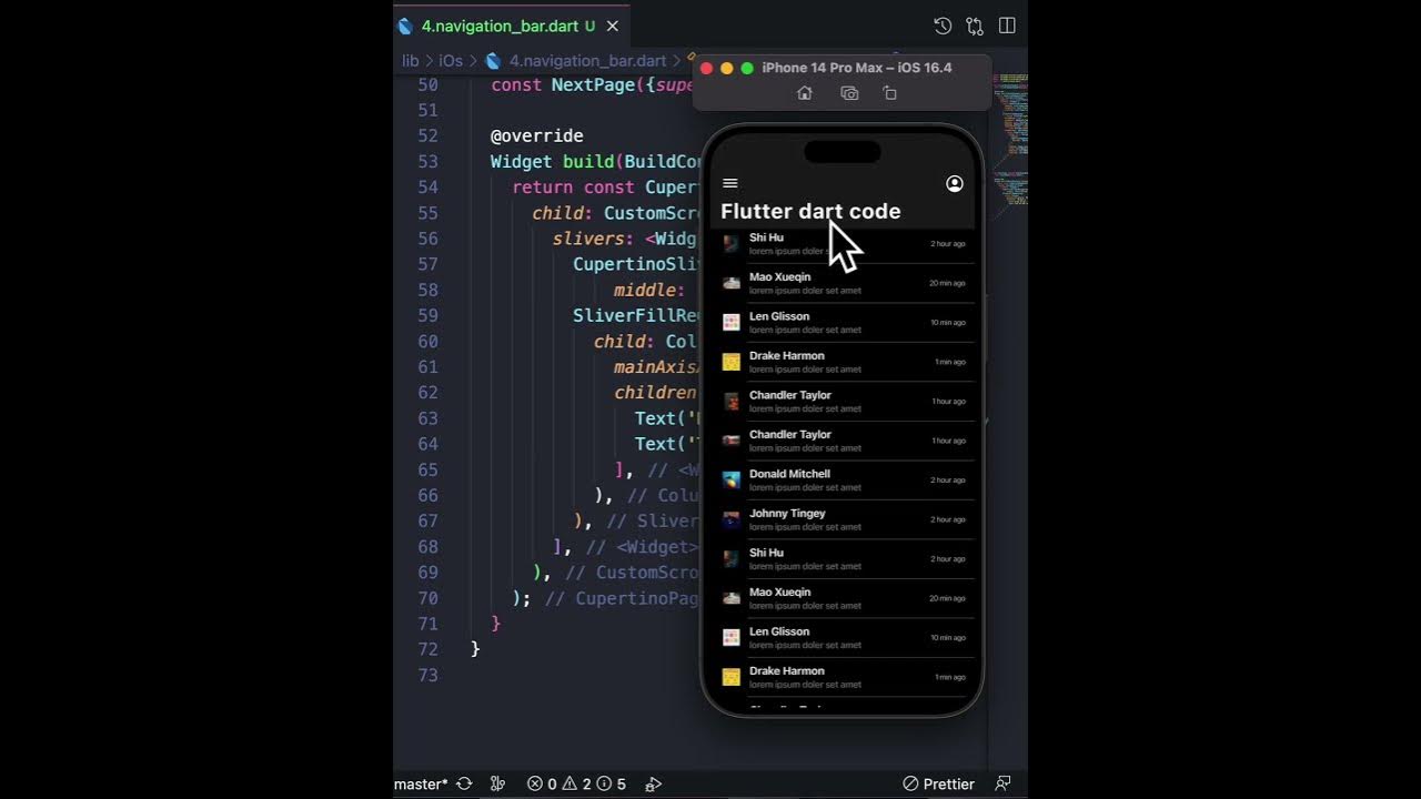 Cupertino Sliver Navigation Bar using Flutter 🧑🏻‍💻 #dart #flutter #fluttercoding - YouTube