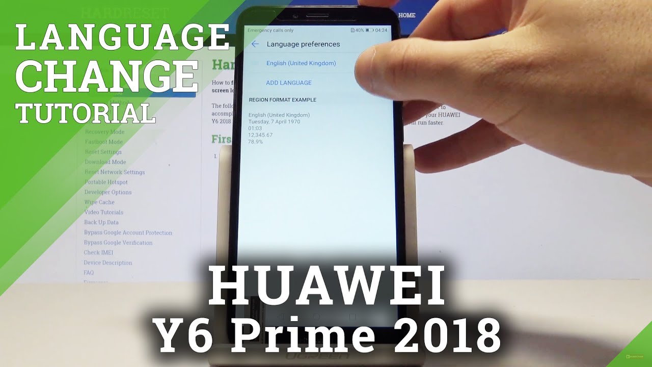 How to Change Language in HUAWEI Y6 Prime 2018 - Set Up Language - YouTube