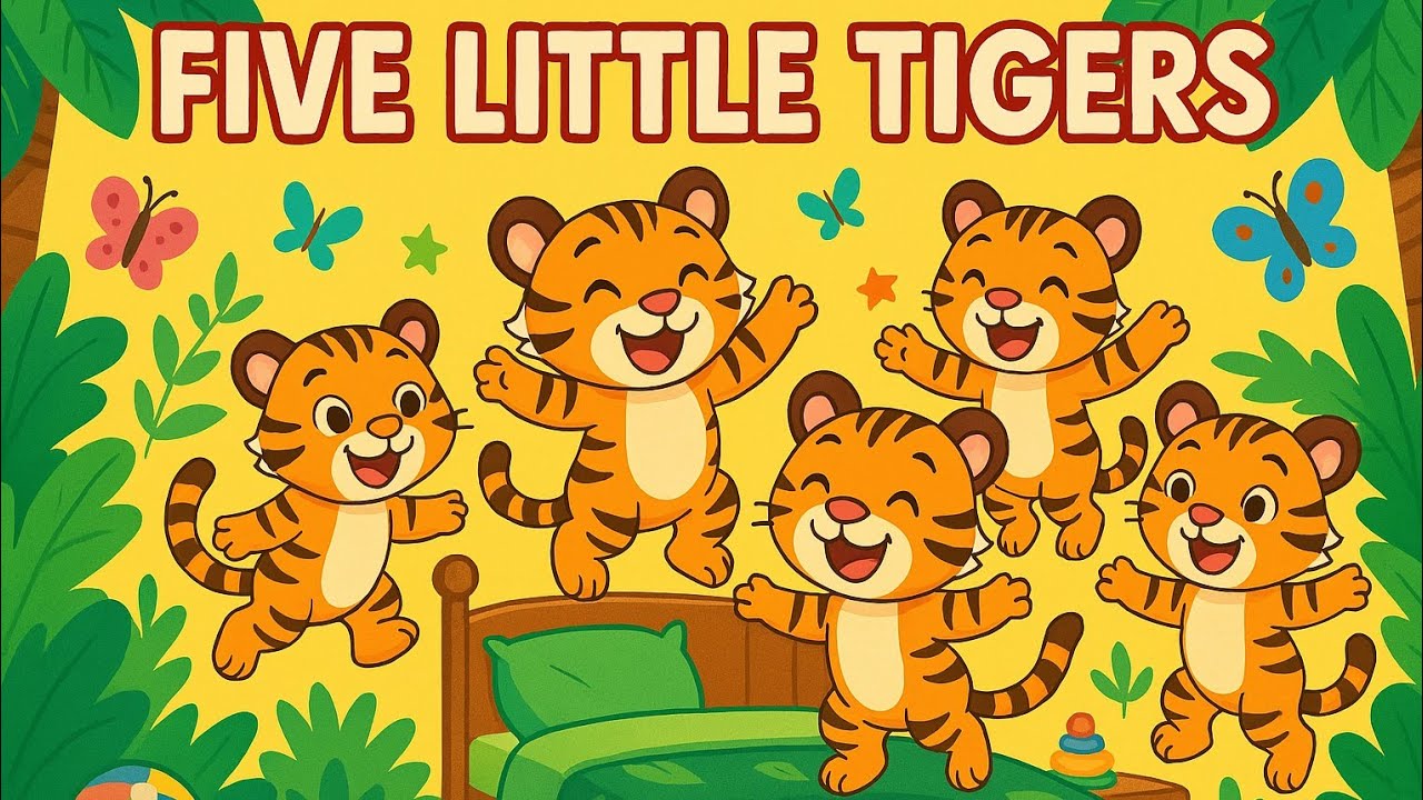 Five Little Tigers Tiger Counting Song Jungle Fun for Kids - YouTube