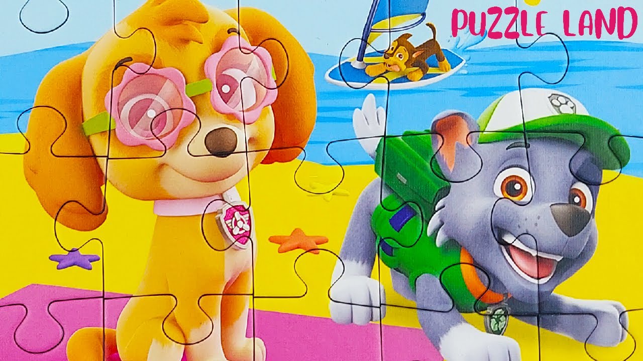 Skye and Rocky on the Beach - Paw Patrol | Jigsaw Puzzle for kids - YouTube