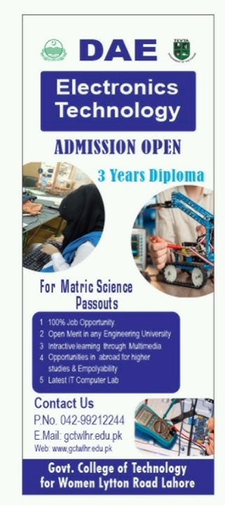 DAE ELECTRONICS TECHNOLOGY ADMISSIONS IN GCTW LHR Limited seats # ...