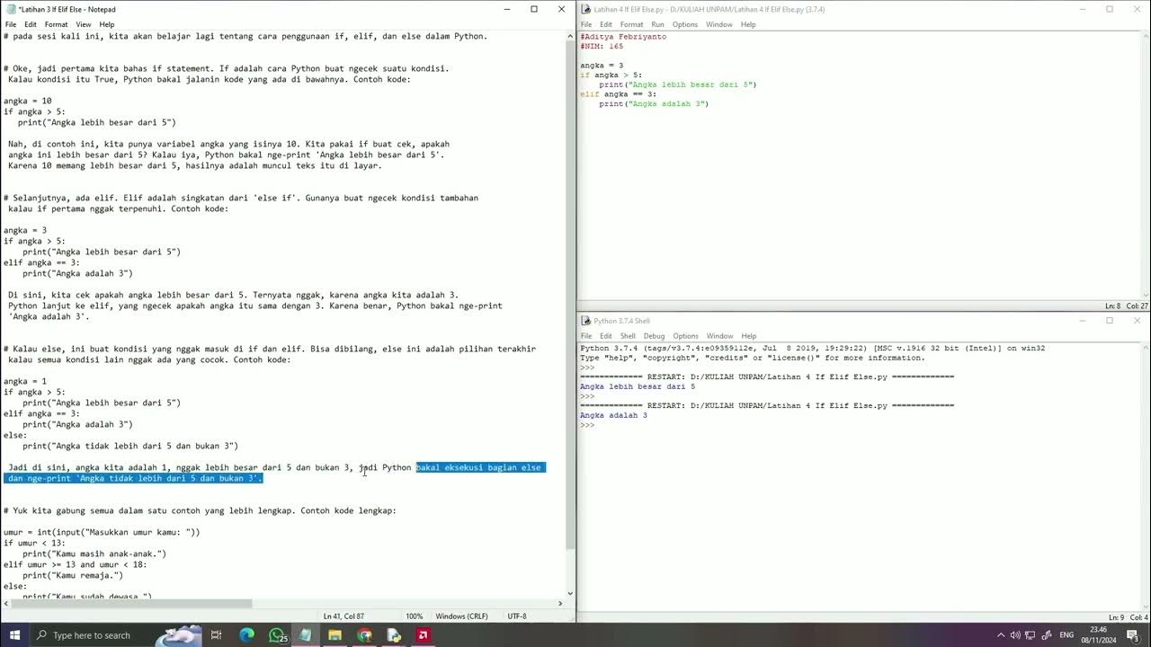 Tugas Pemrograman #4 If Elif Else - YouTube