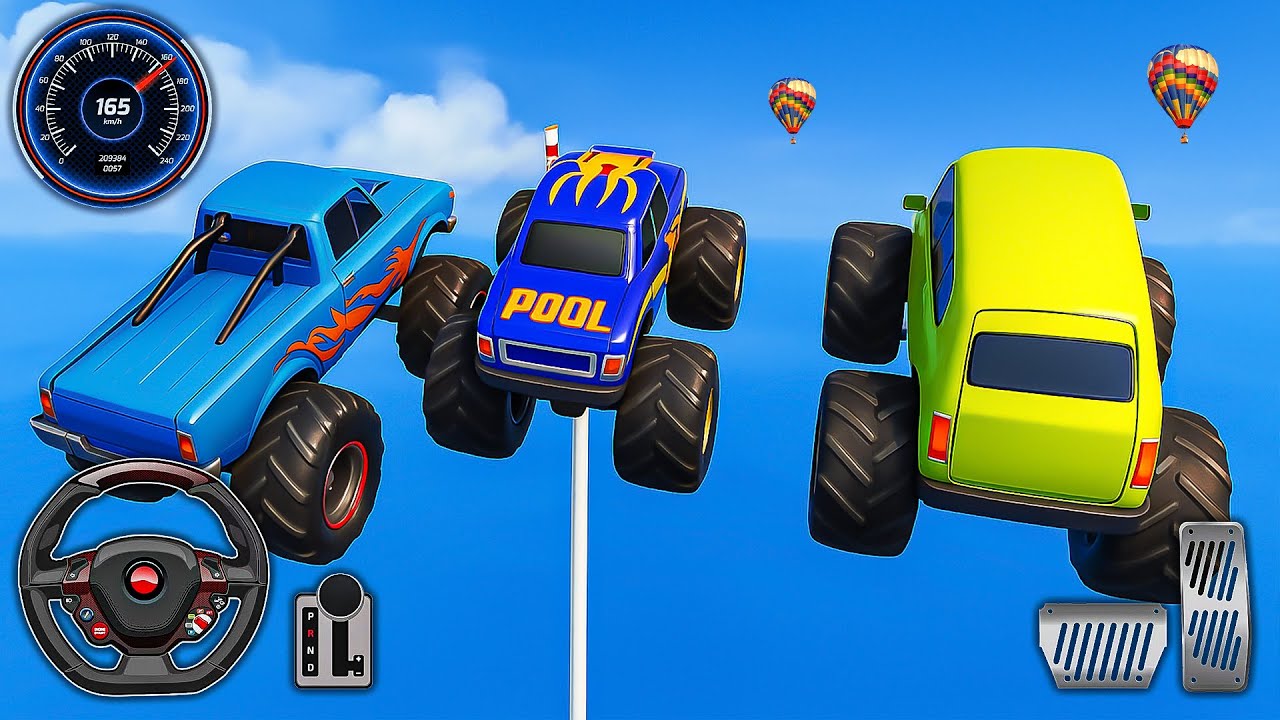Monster Truck Mega Ramp car stunt Gameplay 15 | Extreme Off-Road Racing ...