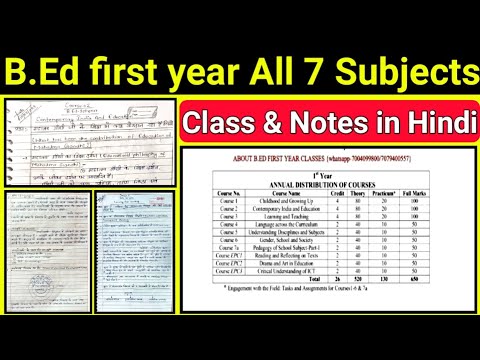 B.ed first year all 7 subjects notes,bed first year notes in hindi,b.ed ...