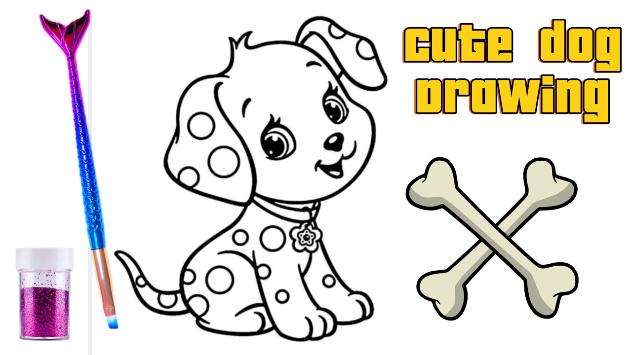 Cute Spotted Dog Drawing and painting🐶 easy animal drawings for kids ...