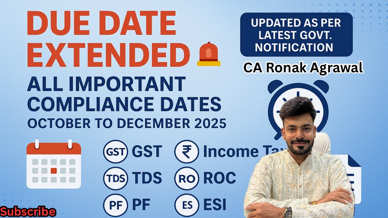 🚨 Due Date Extended! | TAX AUDIT, GST, Income Tax, TDS, ROC, PF, ESI ...