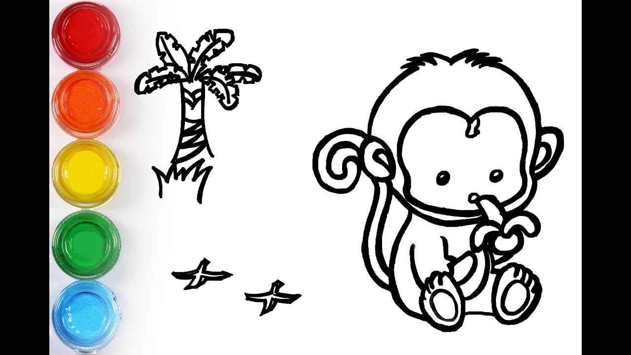 Monkeys, forests and gardens coloring and drawing for Kids,Toddlers丨 ...