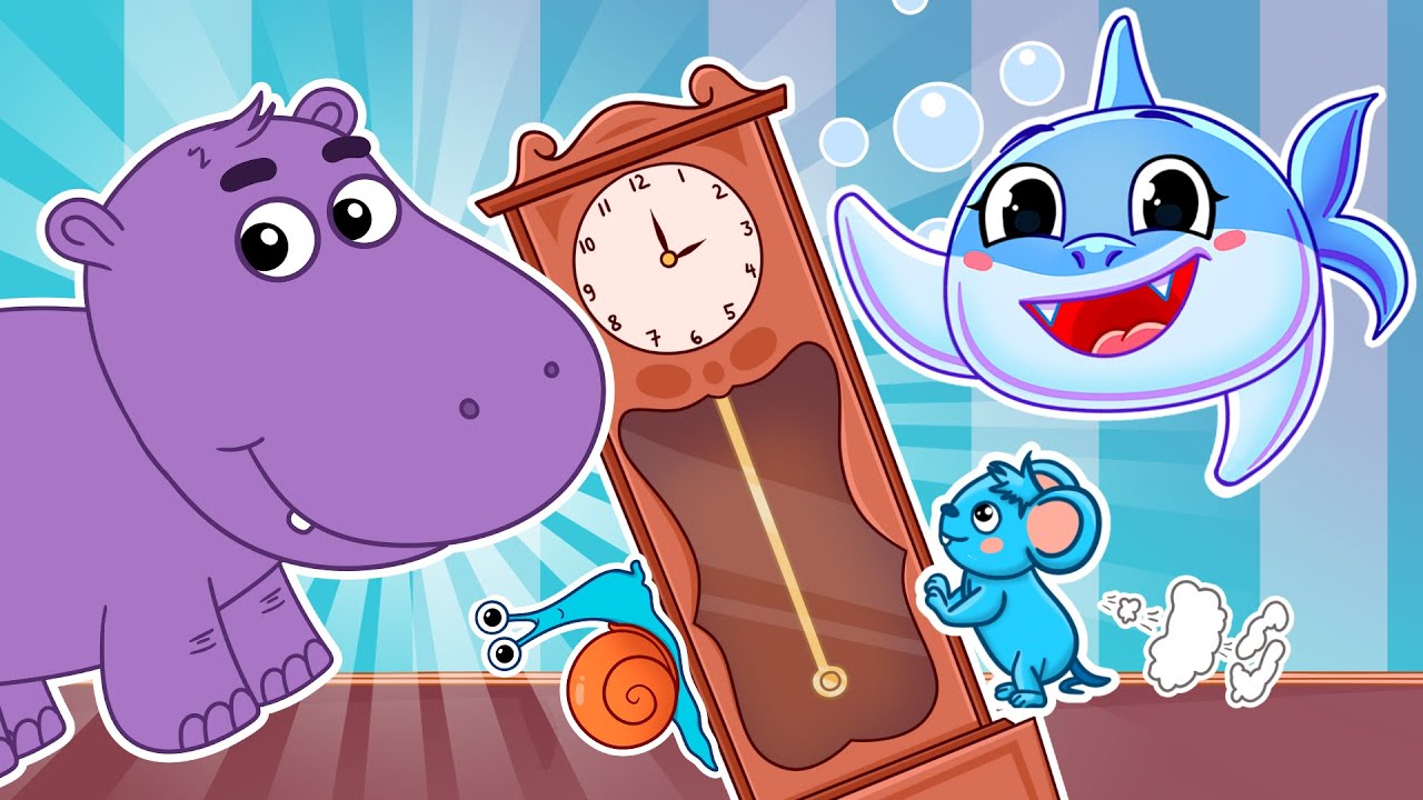 Hickory Dickory Dock Hippo - Baby Shark | ♫ Preschool Nursery Rhyme ...