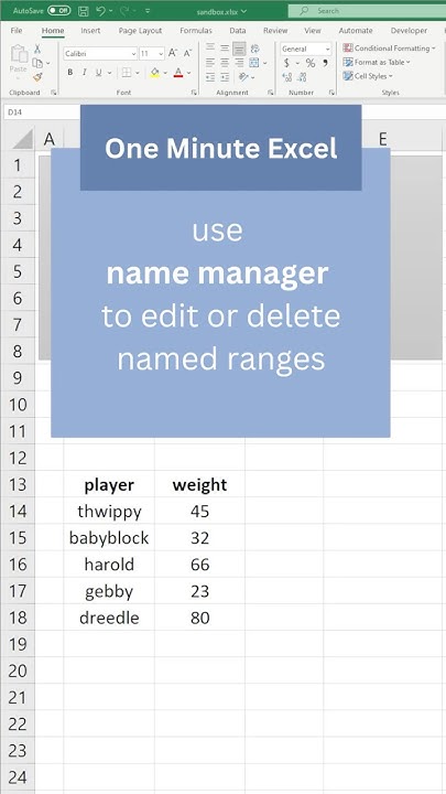 Use Name Manager to edit or delete named ranges in Excel #exceltips - YouTube