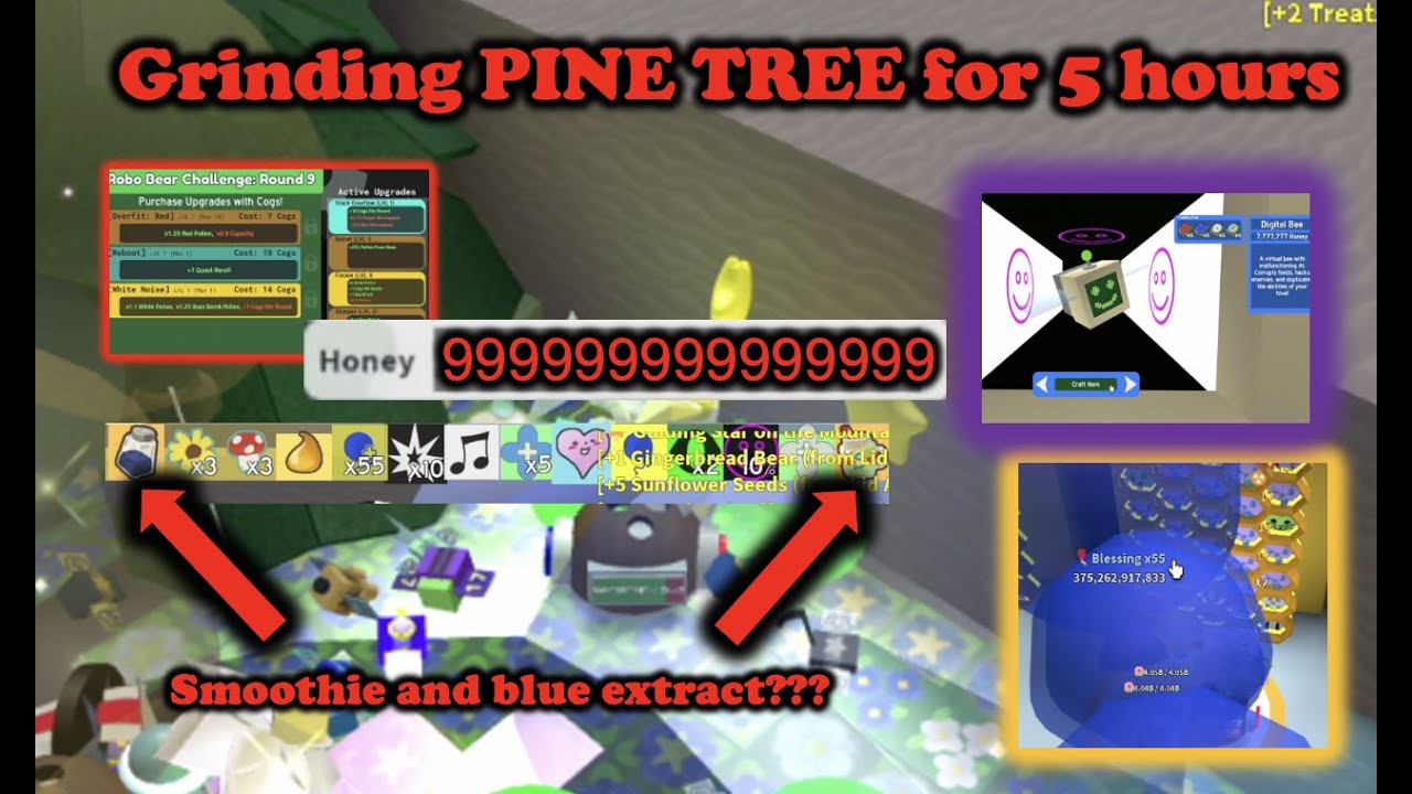 I grinded PINE TREE for 5 hours and made ??? honey Bee Swarm Simulator ...