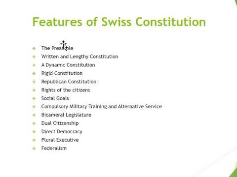SALIENT FEATURES OF THE CONSTITUTION OF SWITZERLAND - YouTube