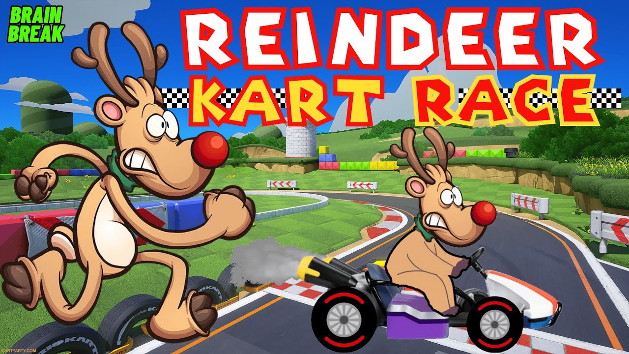 REINDEER KART RACE | CHRISTMAS EXERCISE BRAIN BREAK MOVEMENT ACTIVITY ...