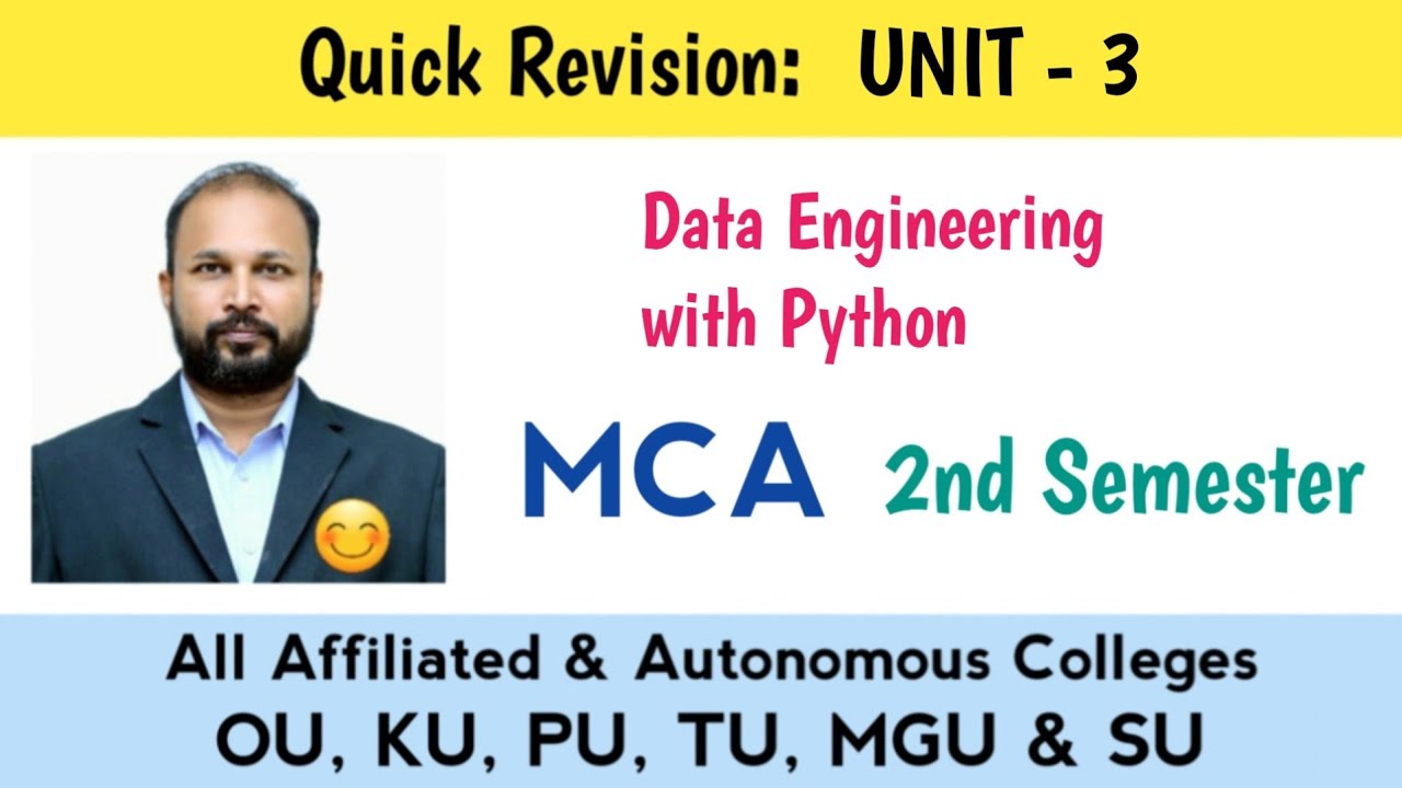 Data Engineering with Python Unit 3 Quick Revision MCA 2nd Semester II Sem OU KU TU PU MGU SU ...