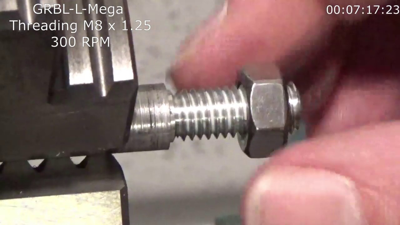 GRBL-L-Mega lathe threading testing Part 2/4: threading M8 x 1.25 at ...