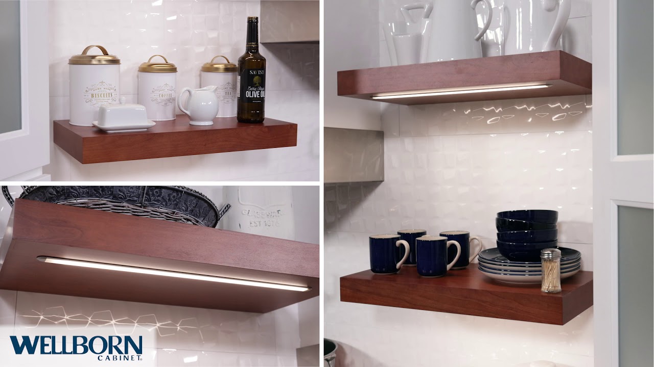 Sophisticated Leisure Kitchen- Floating Shelves with Lighting ...