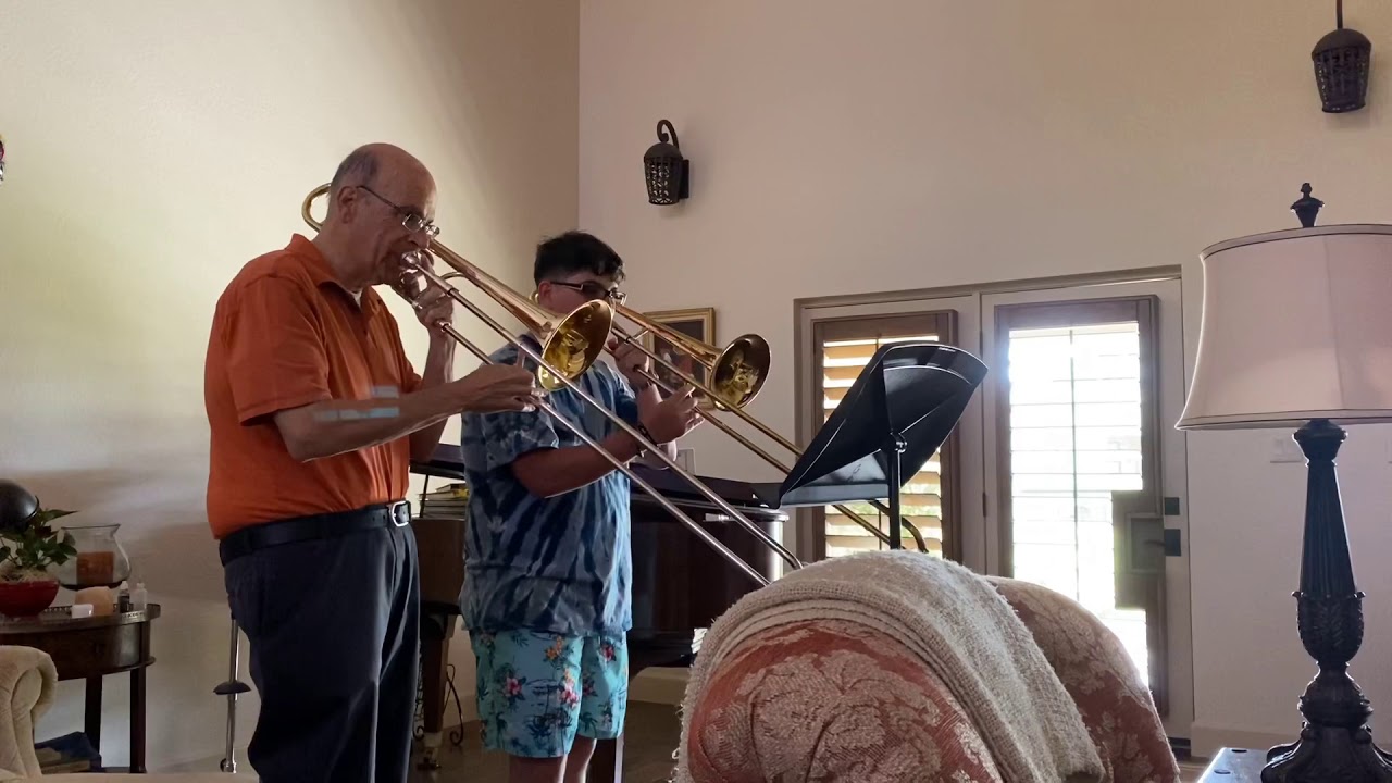 Tony and grandpa Corriero trombone duets 5/23/20 - YouTube