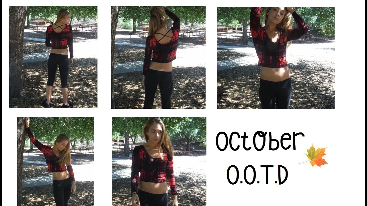 October OOTD ~ Black Leggings & Flannel Crop Top - YouTube