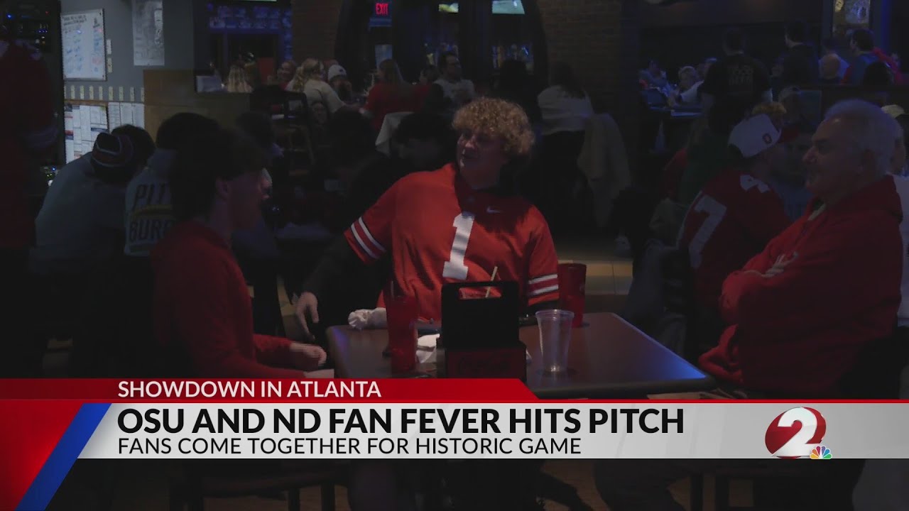 OSU and ND fans gather to watch historic game - YouTube