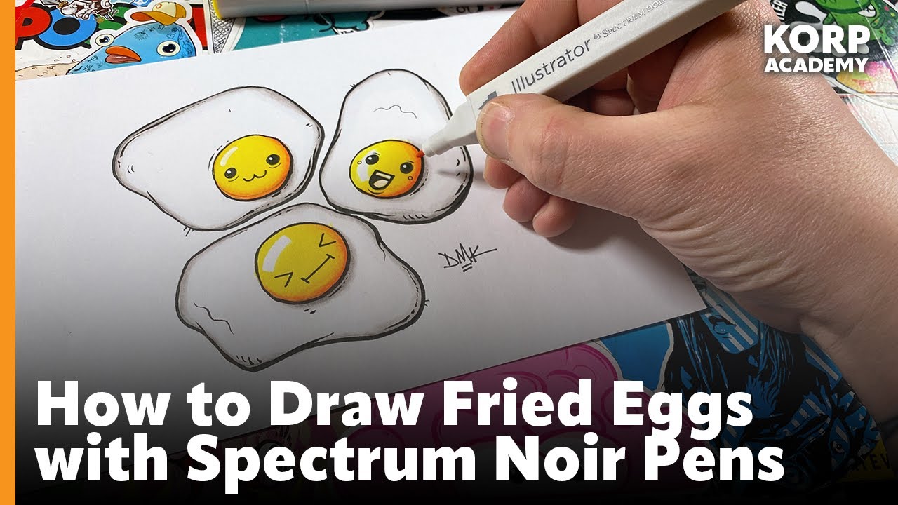 How to draw Fried Egg Kawaii with Spectrum Noir pens! - YouTube