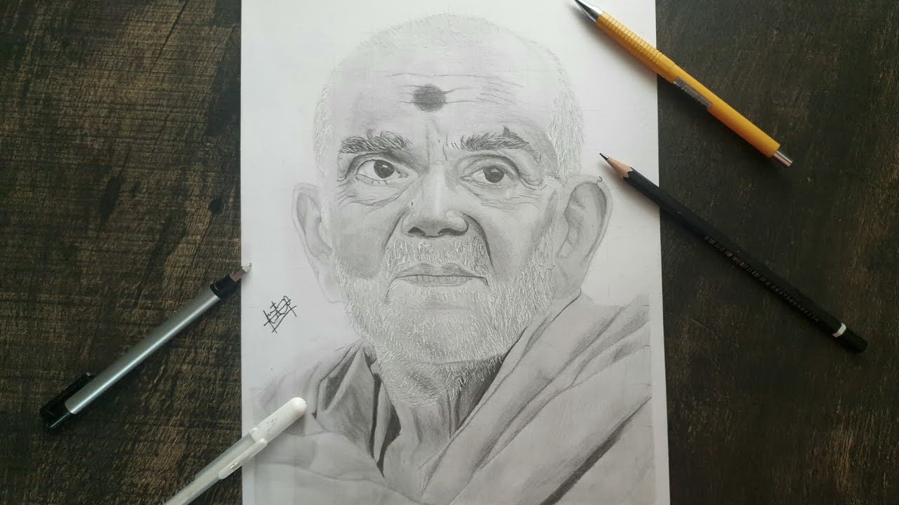 Drawing of Mahant Swami Maharaj - YouTube