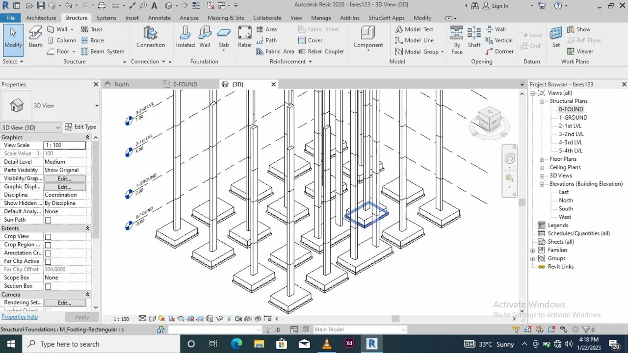 4- رسم القواعد في برنامج الريفيت Revit Foundation drawing - YouTube