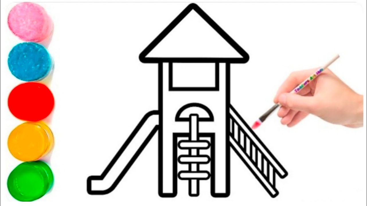 How To Draw A Playground With Slide | Slide Drawing Easy - YouTube