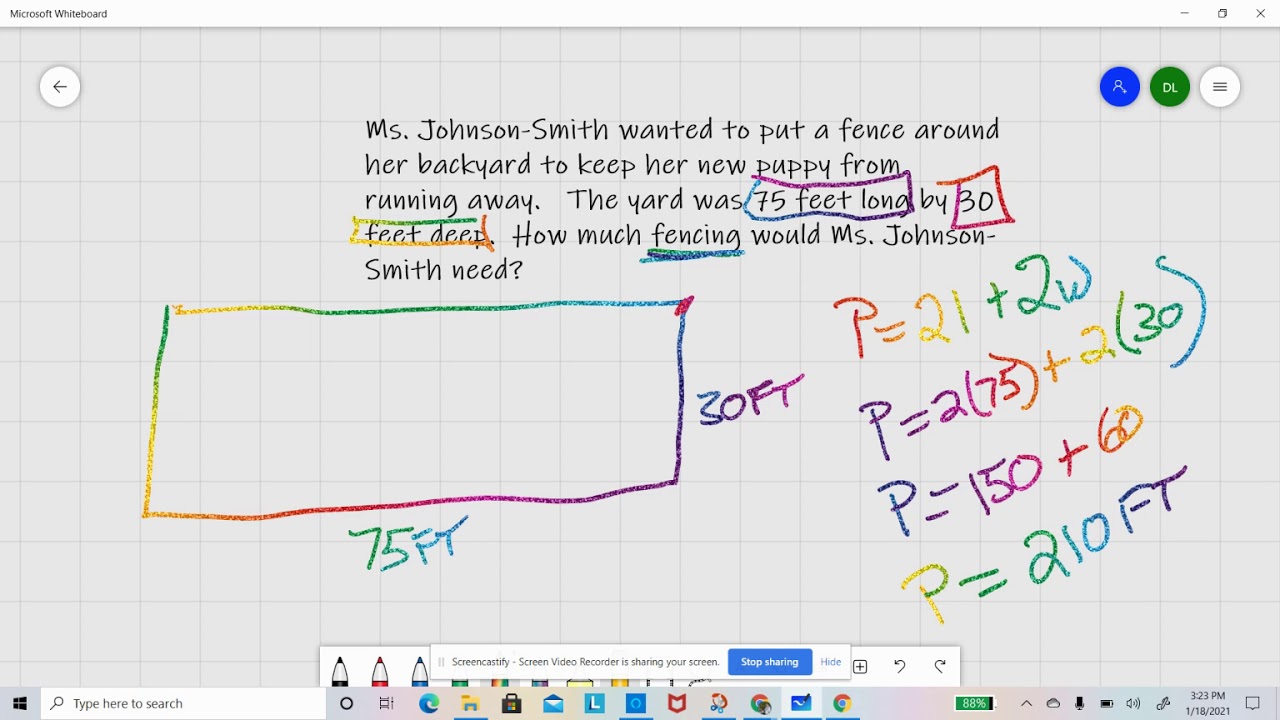 Word Problems of Area and Perimeter for Squares and Rectangles: Jan 18 ...