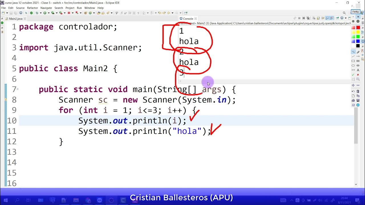 Estructura repetitiva FOR en JAVA ejemplo como usar mostrar mensaje ...