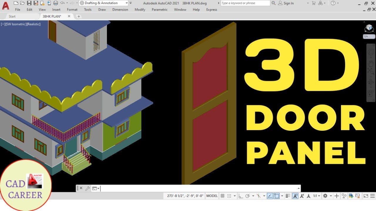 MAKING 3D DOOR PANEL IN AutoCAD | 3D DOOR DESIGN TUTORIAL | 2 TYPES OF ...