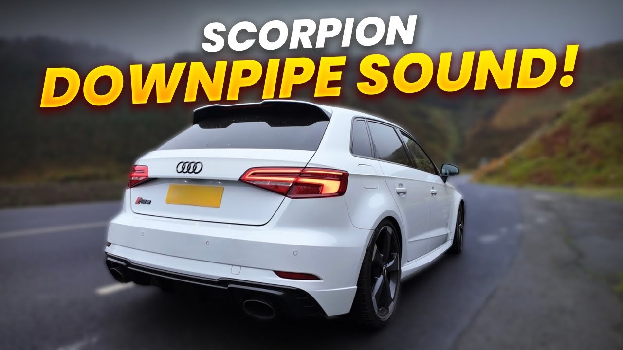 AUDI RS3 SPORTS EXHAUST WITH SCORPION DOWN PIPE SOUND! - YouTube