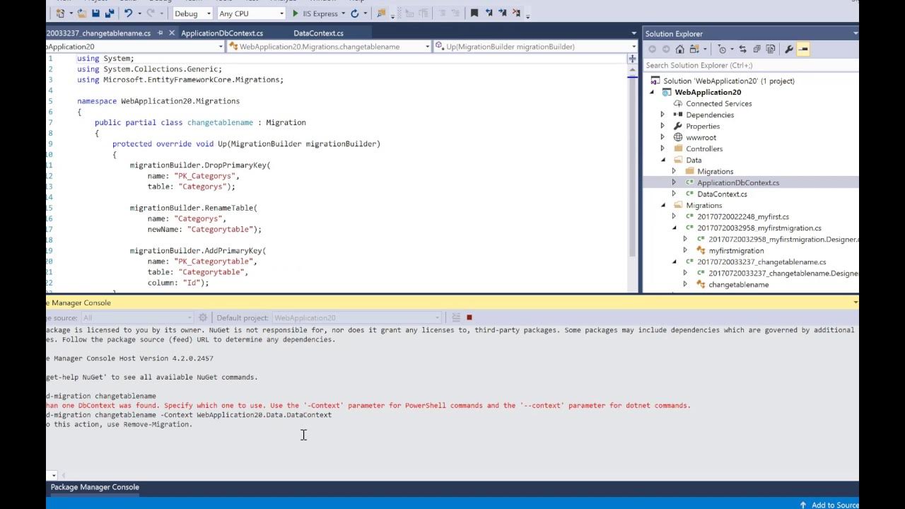 Package Manager Console More than one DbContext was found in ASP NET CORE - YouTube