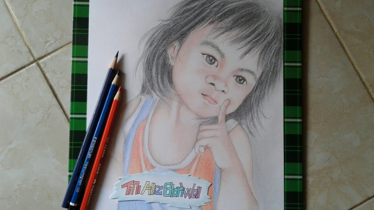 cara menggambar anak kecil dengan pensil warna - YouTube