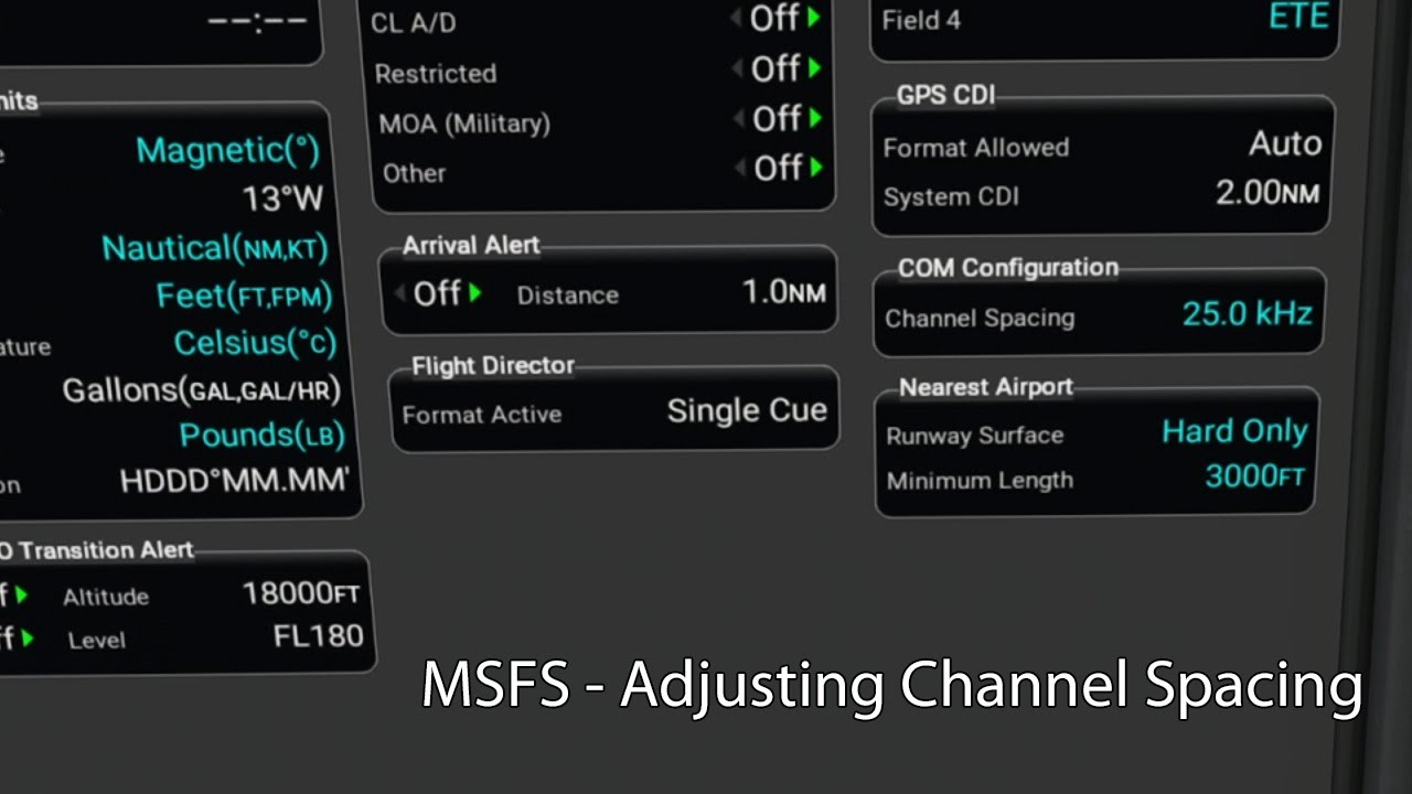 MSFS - Channel Spacing 8.33 and 25kHz - YouTube