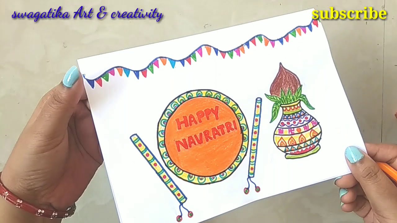 Navratri drawing/Navratri card/Navratri special drawing/garwa drawing ...
