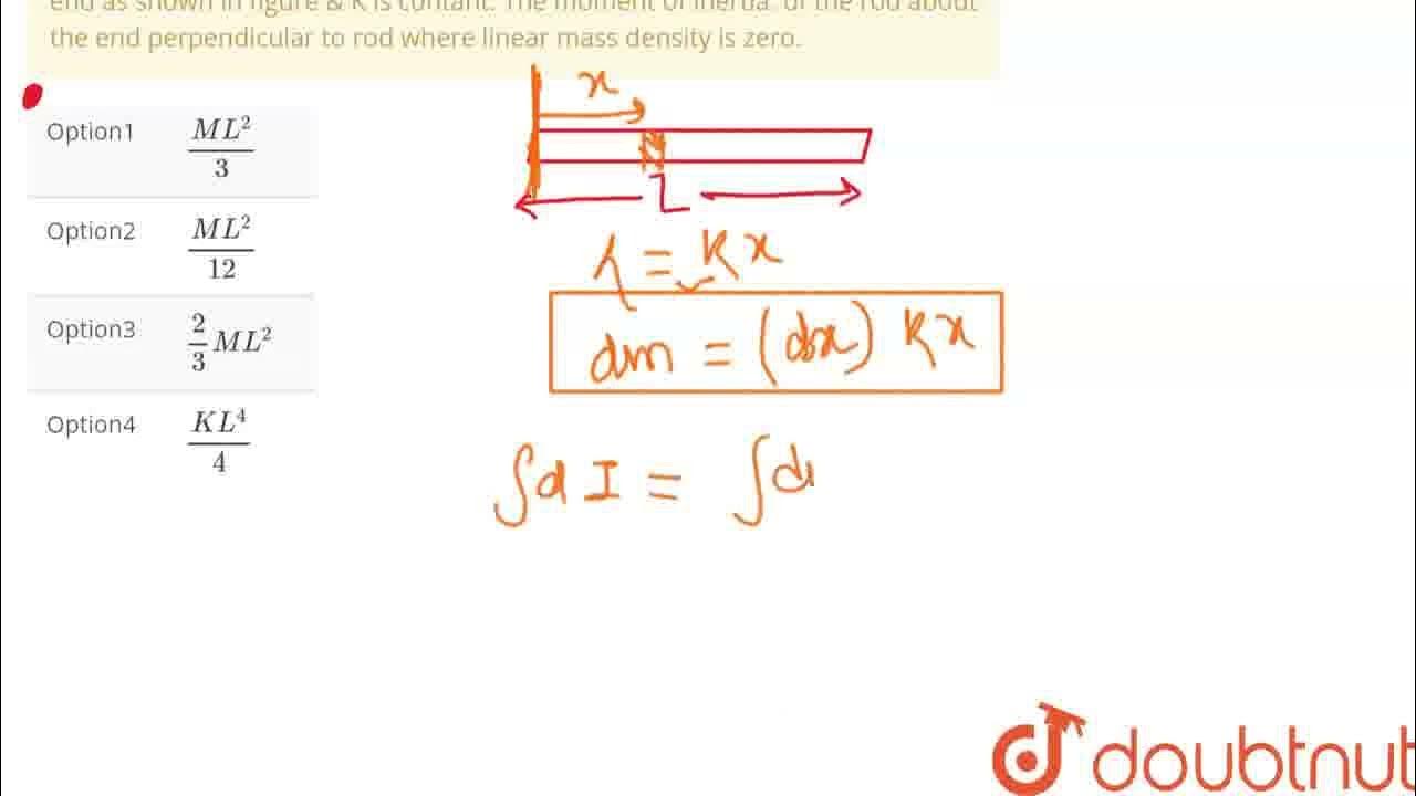 Mass M is distributed over the rod of length L. If linear mass density (lambda)of the rod is li ...