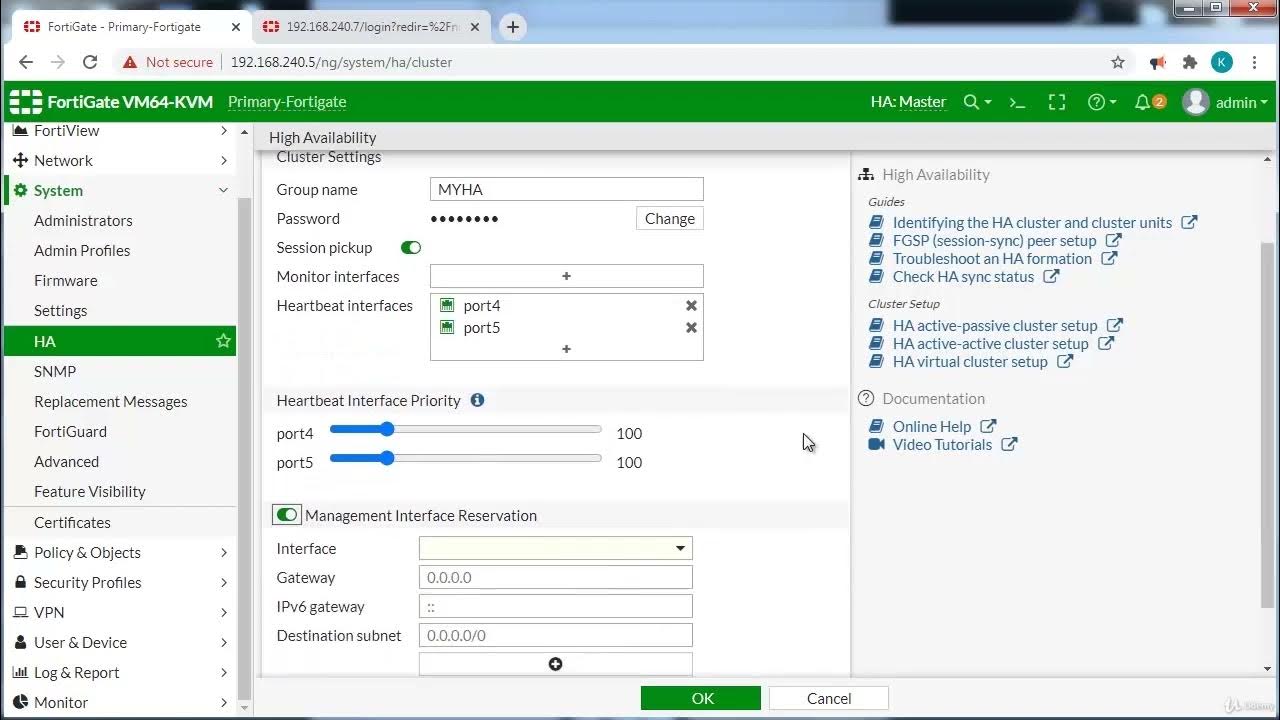 Active Passive HA configuration in Fortigate - YouTube