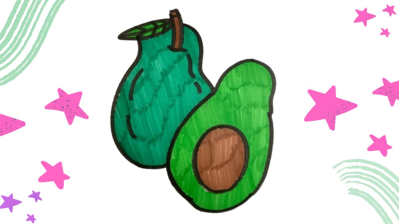 Menggambar dan Mewarnai Alpukat | Drawing and Coloring Avocado - YouTube