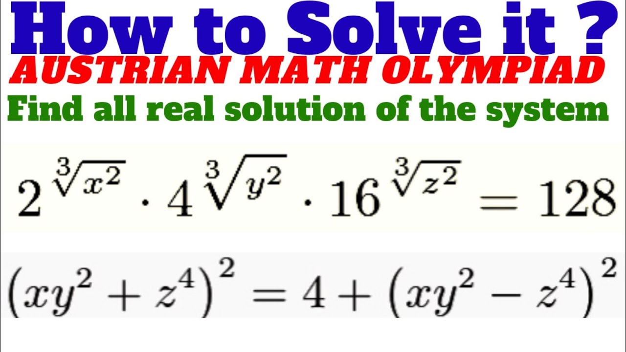 A Nice Math Olympiad Algebra Question|Austrian Math Olympiad! - YouTube