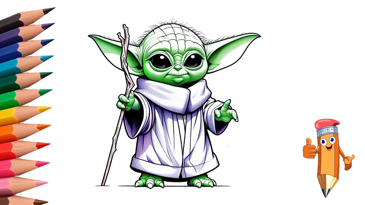 How to Draw Baby Yoda step-by-step - YouTube