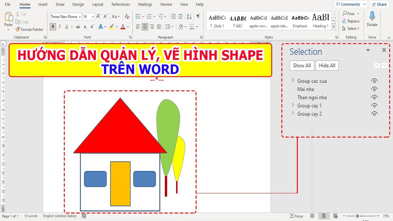 Hướng dẫn Quản lý và Vẽ hình trên Word - Selection Pane - Edit points ...