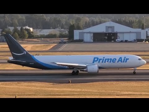 Amazon Air (ATI) Boeing 767-323(ER)(BDSF) [N353AZ] Takeoff from PDX ...
