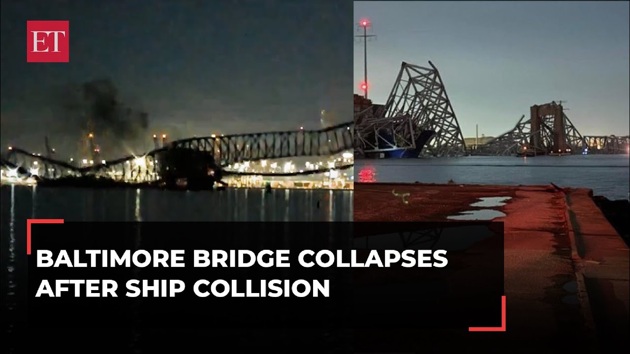 Moment when Baltimore's Francis Scott Bridge collapsed after collision ...