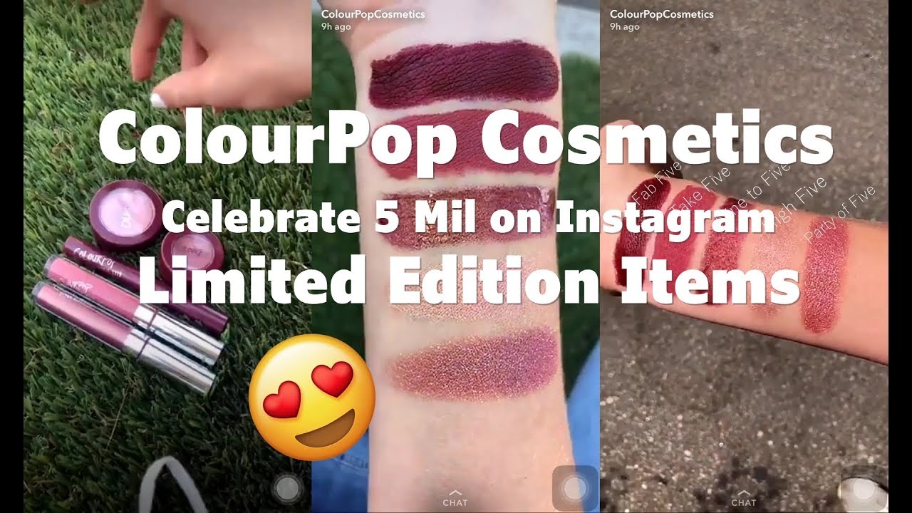 ColourPop "5 MIL on Instagram" Limited Edition Items (swatches from IG ...