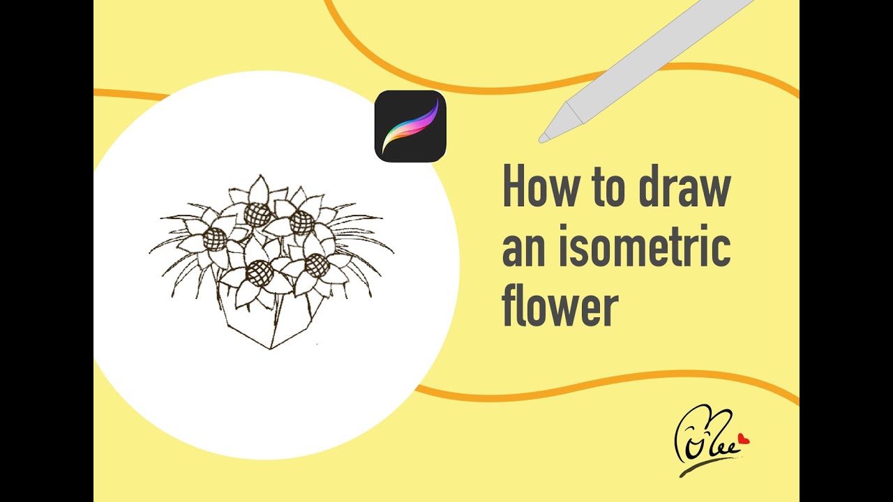 How to draw an isometric flower - YouTube