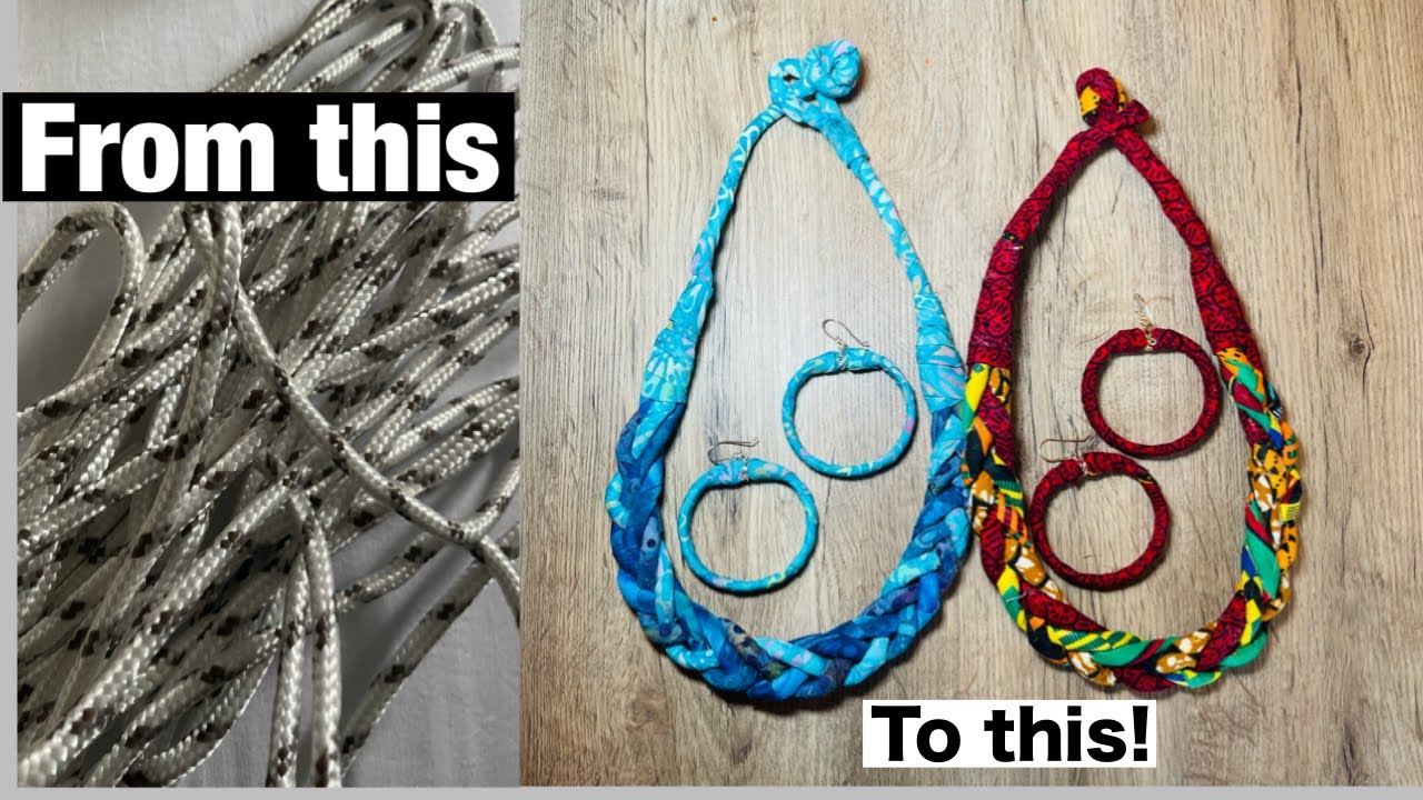 DIY Braided Fabric Necklace- African Print and Batik Print - YouTube