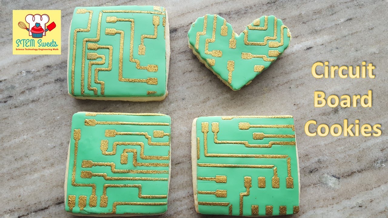 Circuit cookies | Fondant stencil decorated cookies - YouTube
