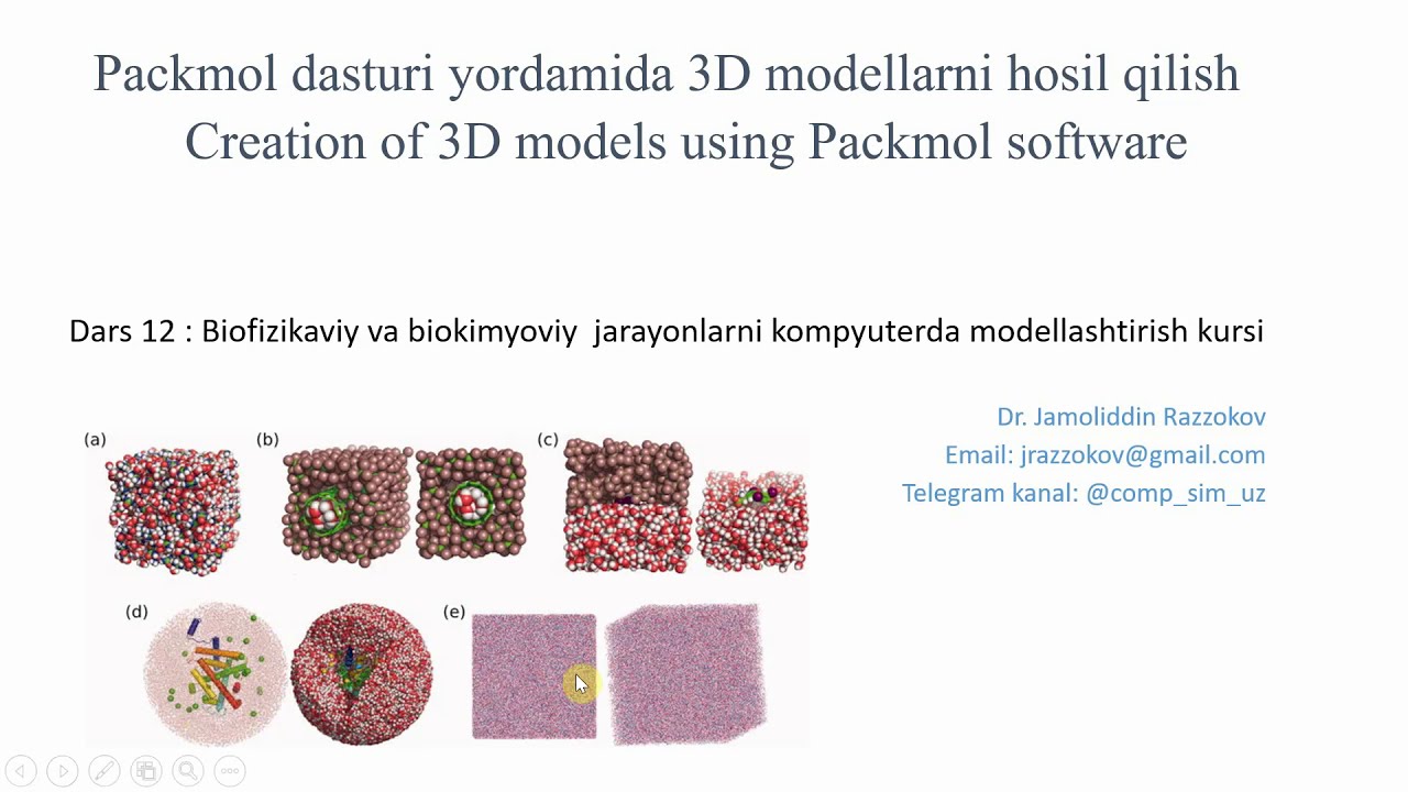 Dars 13. Creation of 3D models using Packmol software/Packmol dasturi ...