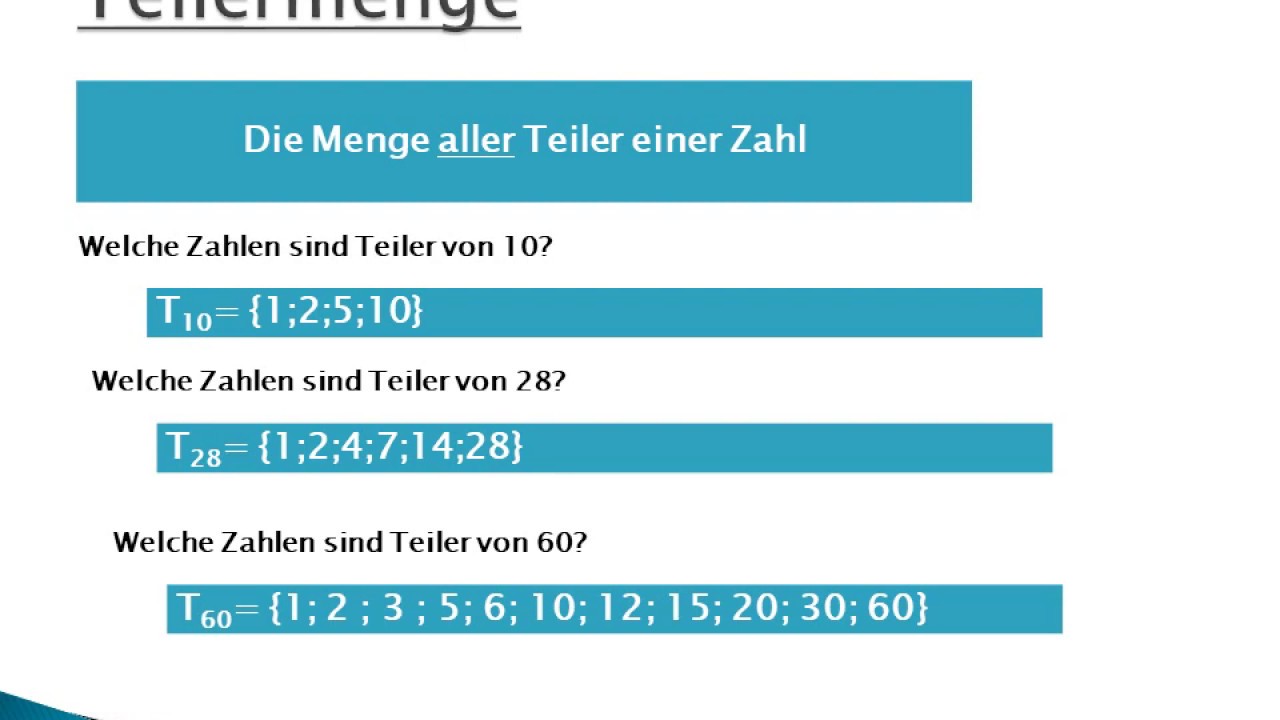Teilbarkeit - Teilermenge und Vielfachenmenge - YouTube